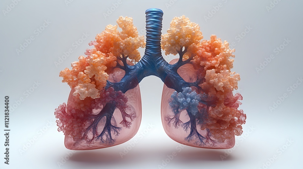 3D digital model of human lungs and respiratory system with detailed ...