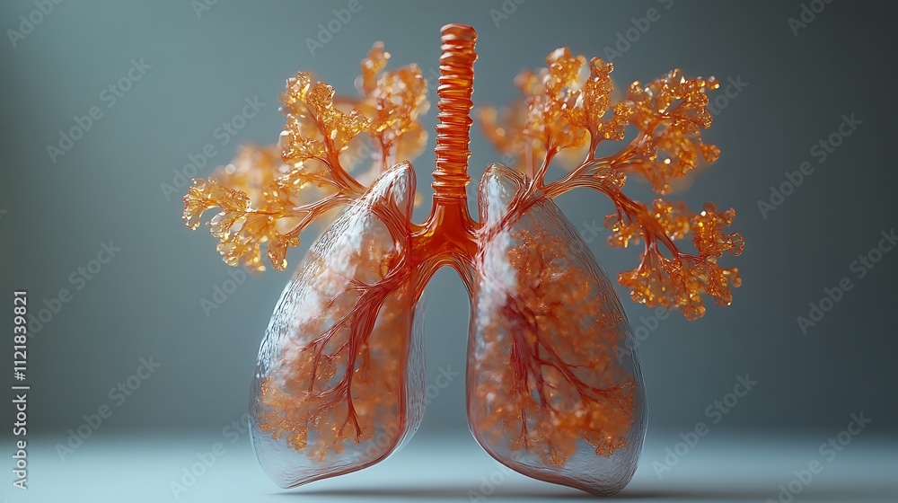Ilustración de Stock Transparent 3D digital model of human respiratory ...