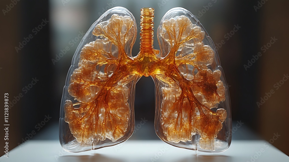 Transparent 3D digital model of human respiratory system anatomy ...