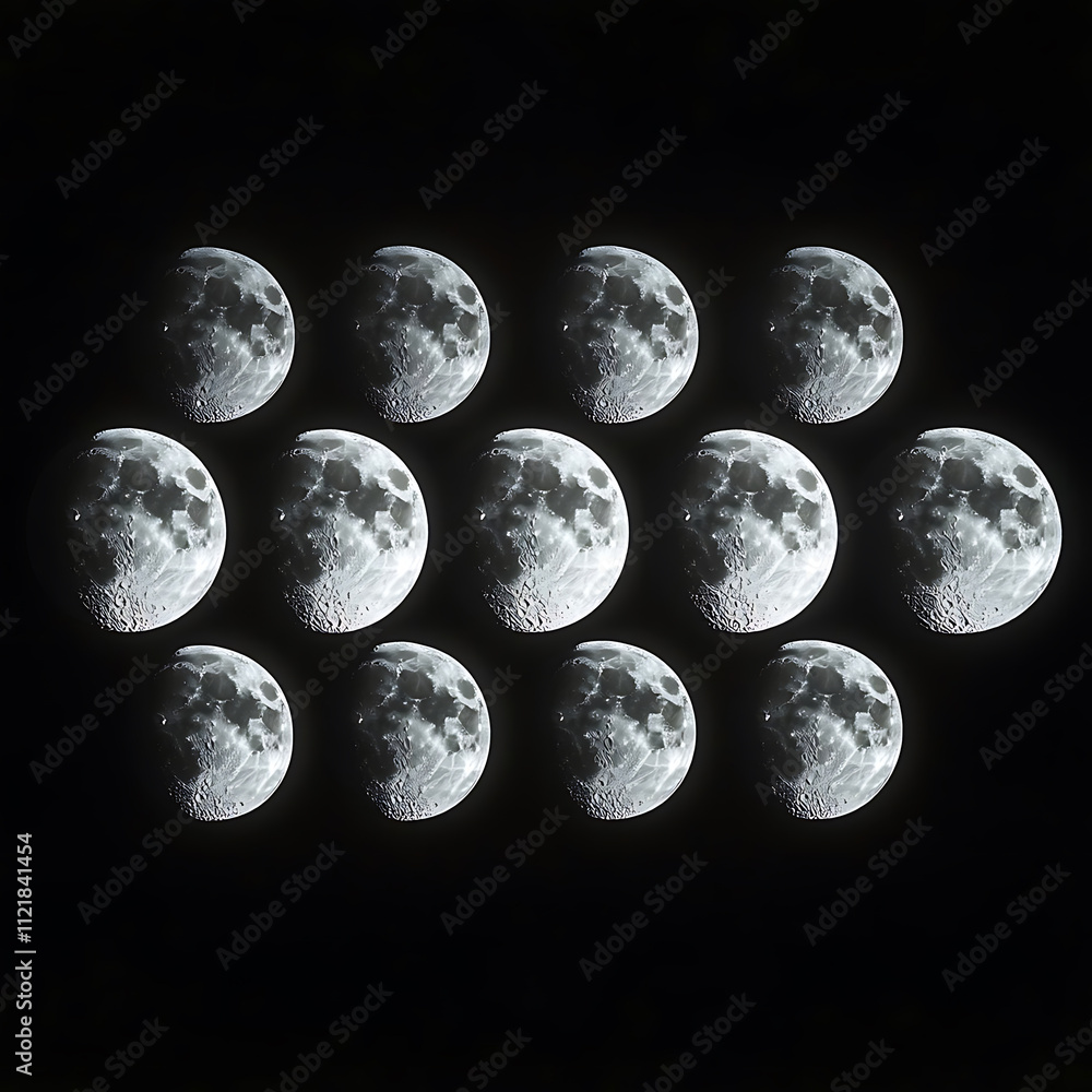 Sequence of Moon Phases Captured in a Stunning Image Showing Different ...