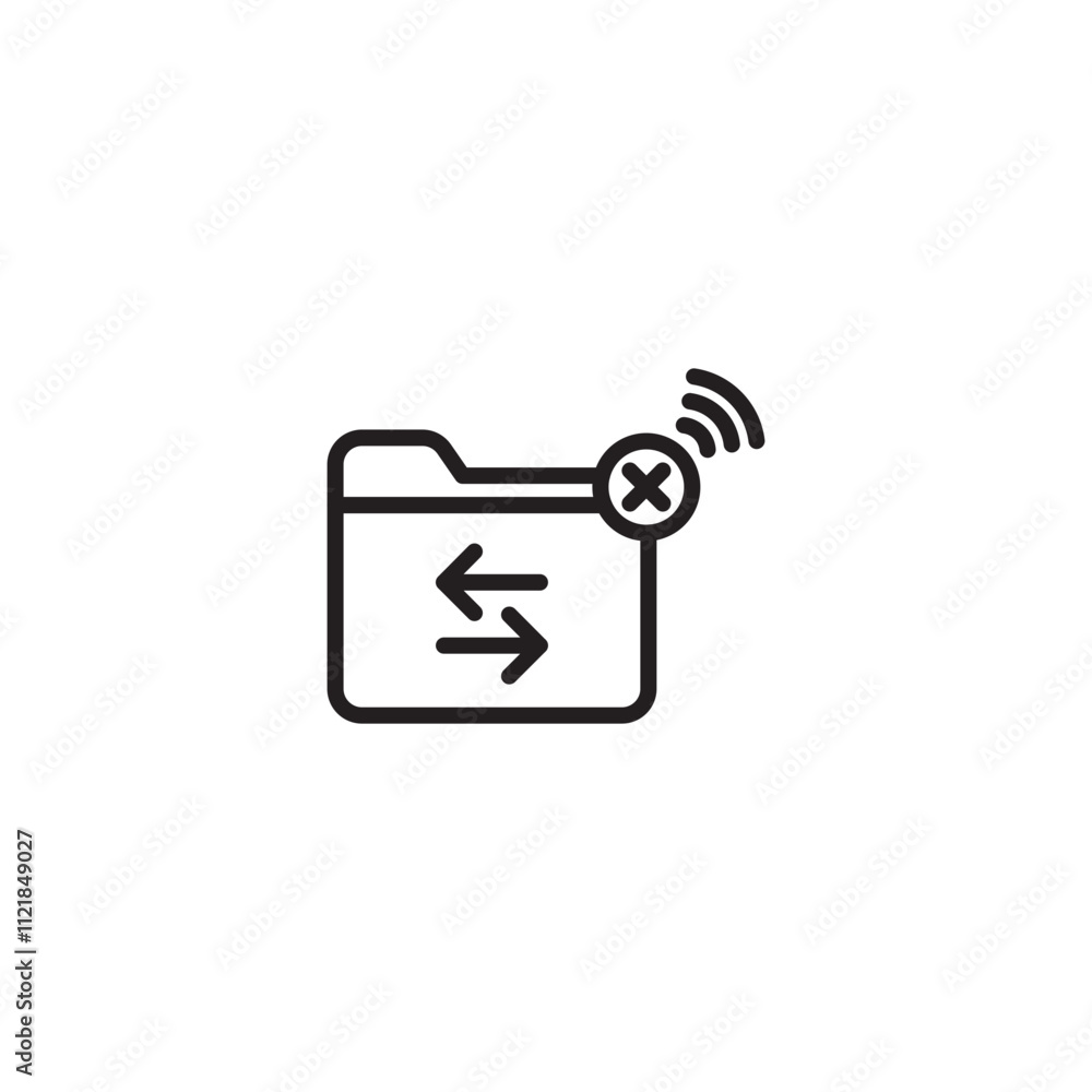 Failed File Transfer on icon. Folder icon with arrows and a Wi-Fi ...