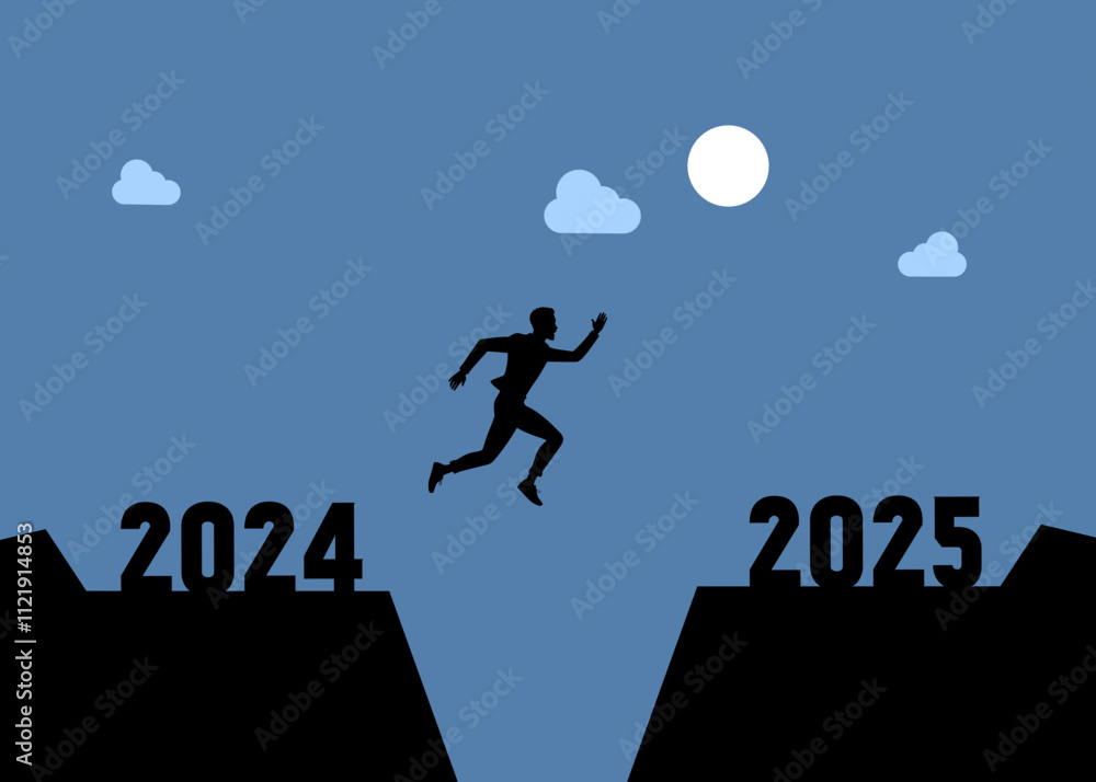 New year resolution 2025 concept. Word 2024 and 2025 written on two ...