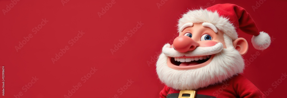 Cartoon Santa Claus flashes a cheerful smile, radiating festive joy ...