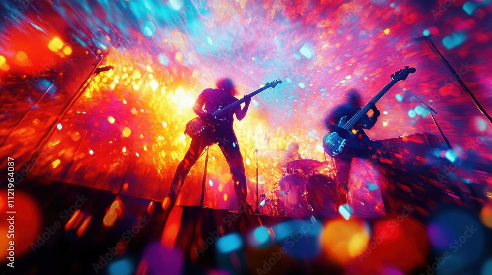 Electric Indie Rock Vibes: Abstract Soundwave Silhouettes in a Dynamic ...