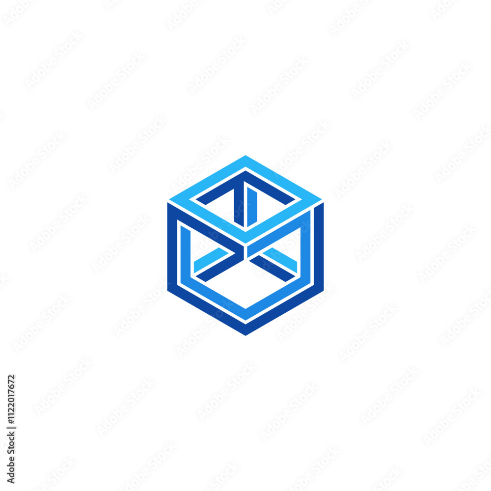 Abstract Impossible 3D Shapes in Hexagon Form Logo Design Vector Stock ...