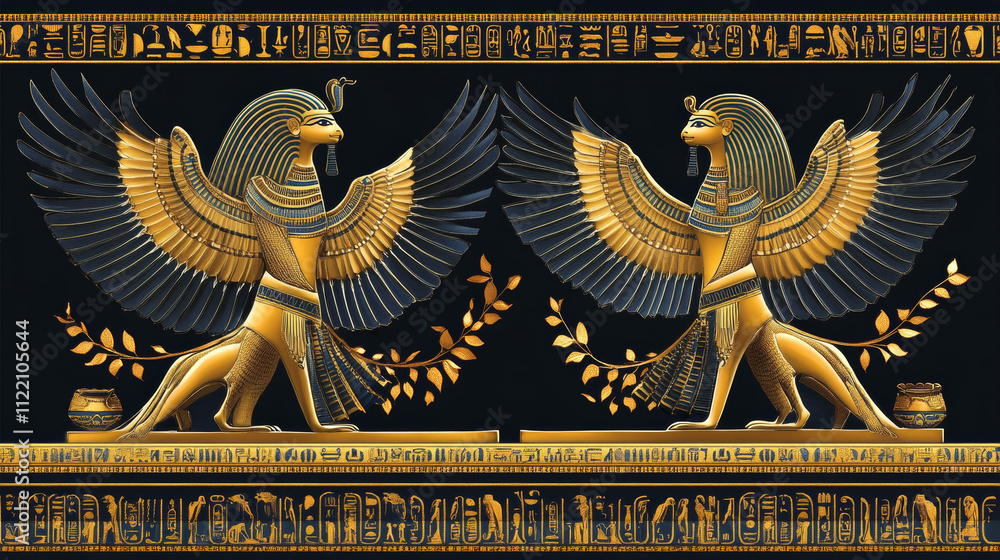 Ancient Egypt ui game gold frame vector symbol. Old egyptian pharaoh ...