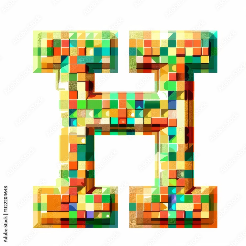 Letter H in 8-bit voxel pixel art style, isolated on white, perfect for ...