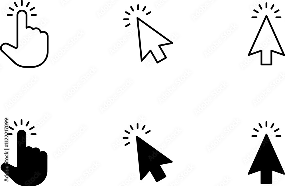 Mouse Click Cursor And Loading Icon For Web Computer Mobile App Or Ui Design Mouse Pointer