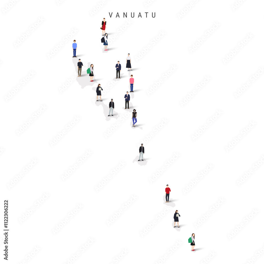 Vanuatu population map. Large group of realistic a diverse crowd of ...