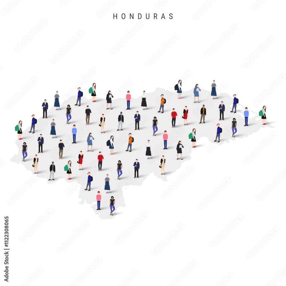 Honduras population map. Large group of realistic a diverse crowd of ...