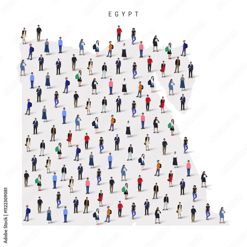 Egypt population map. Large group of realistic a diverse crowd of ...