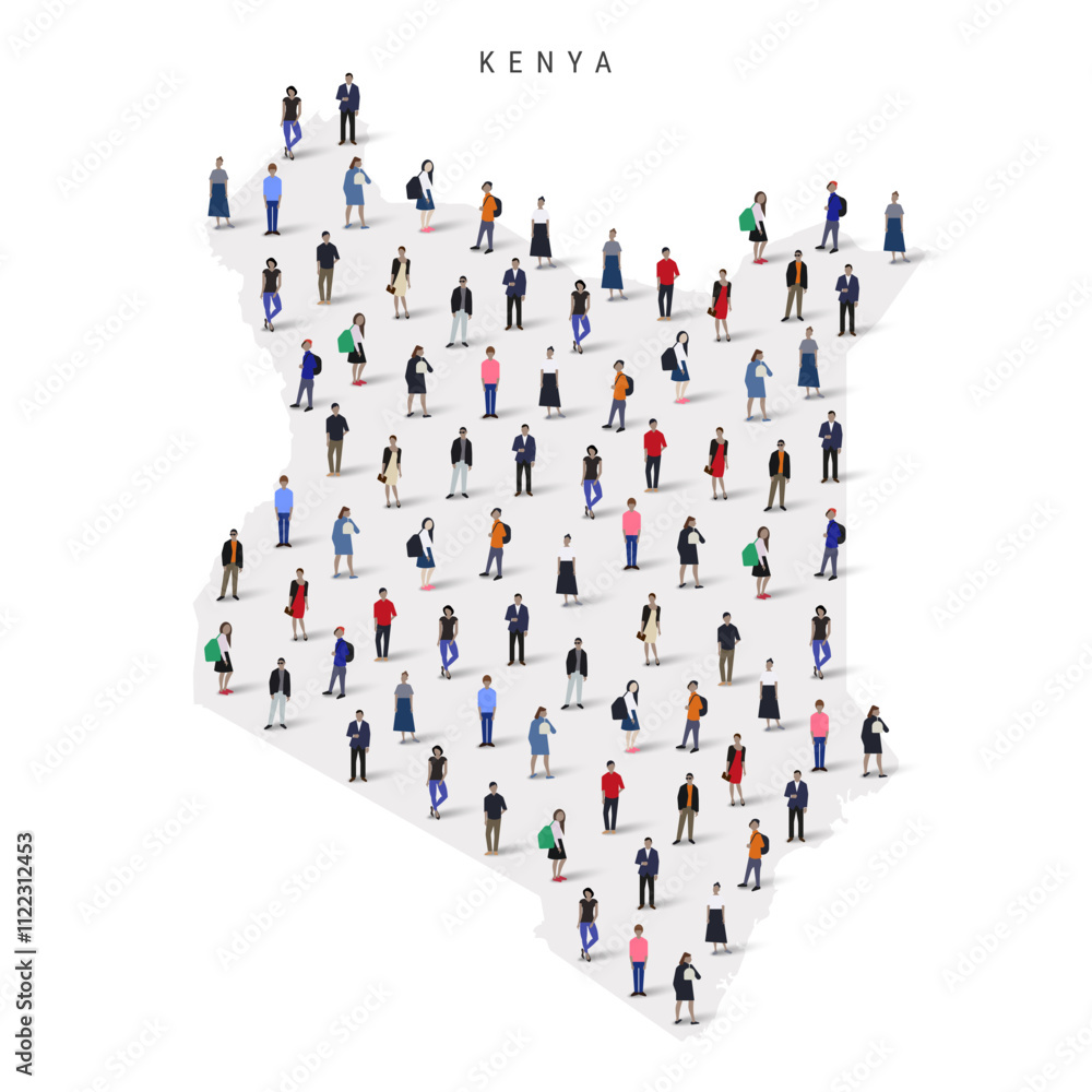 Kenya population map. Large group of realistic a diverse crowd of ...