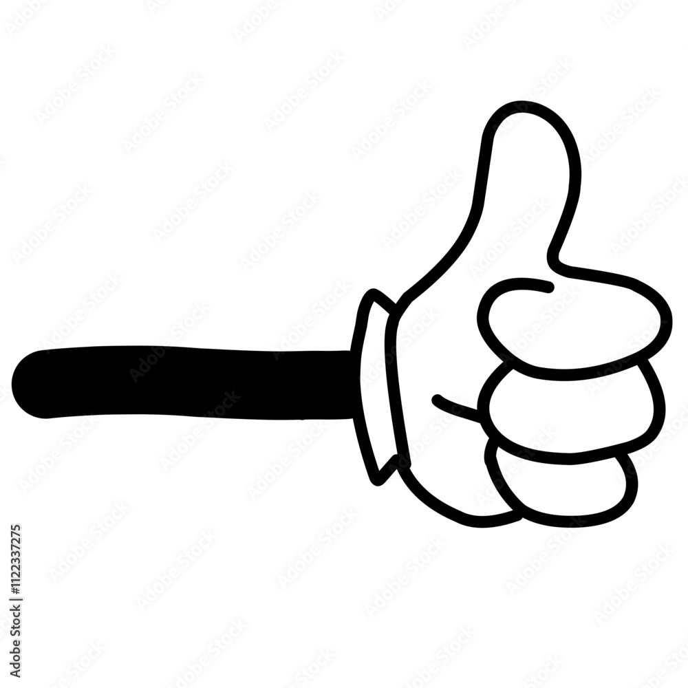 Cartoon hands. Comic arms with four and five fingers in white glove ...