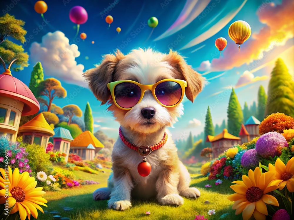 Cartoon Outsider Puppy in Sunglasses: A Playful and Quirky Adventure in ...