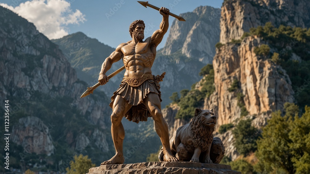 Statue of Jason, the hero, carrying the Golden Fleece on his shoulders ...