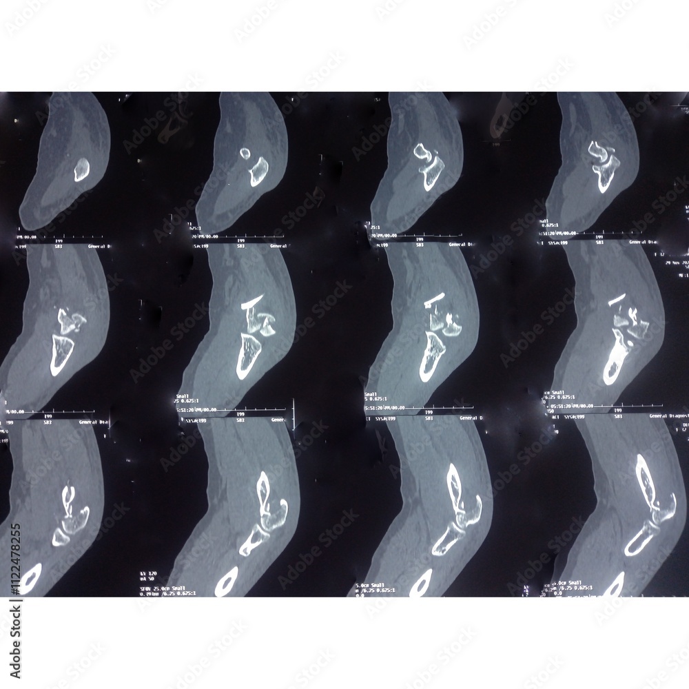 CT scan of an elbow joint showing dislocation and fracture after an ...