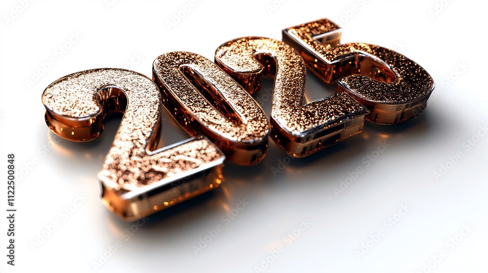 Golden 2025 digits on white background. Stock Illustration | Adobe Stock