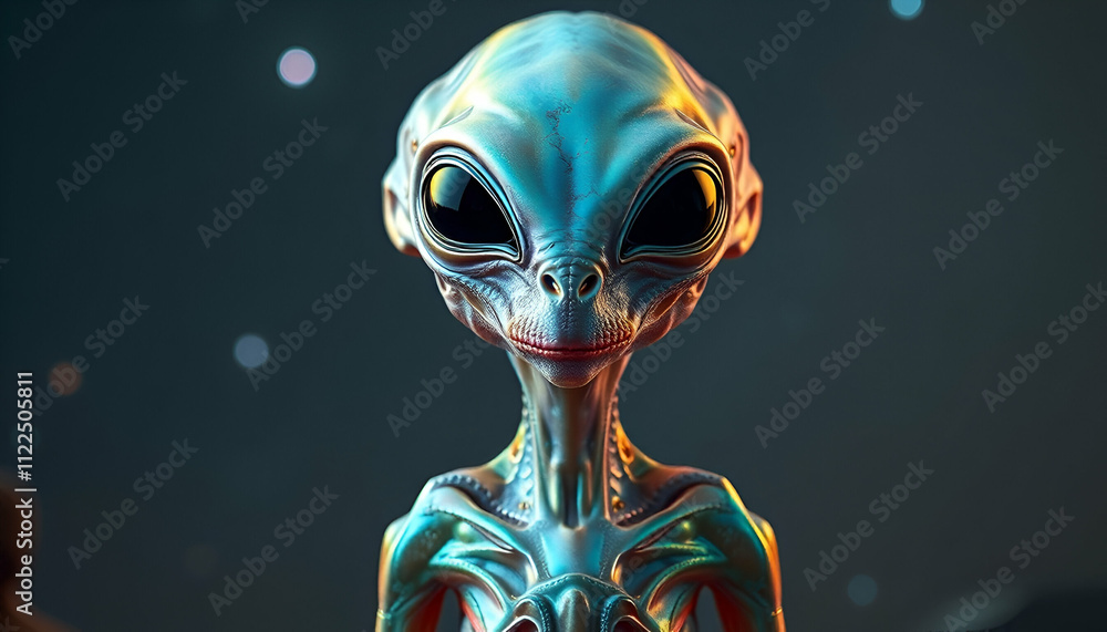 an alien with a unique and elegant design, featuring a crystalline ...