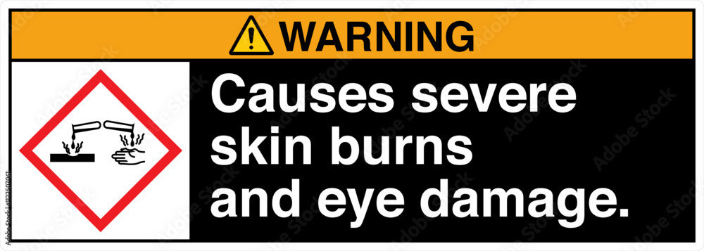 ISO 7010 Prohibition GHS Chemicals Label and Hazard Corrosive Causes ...