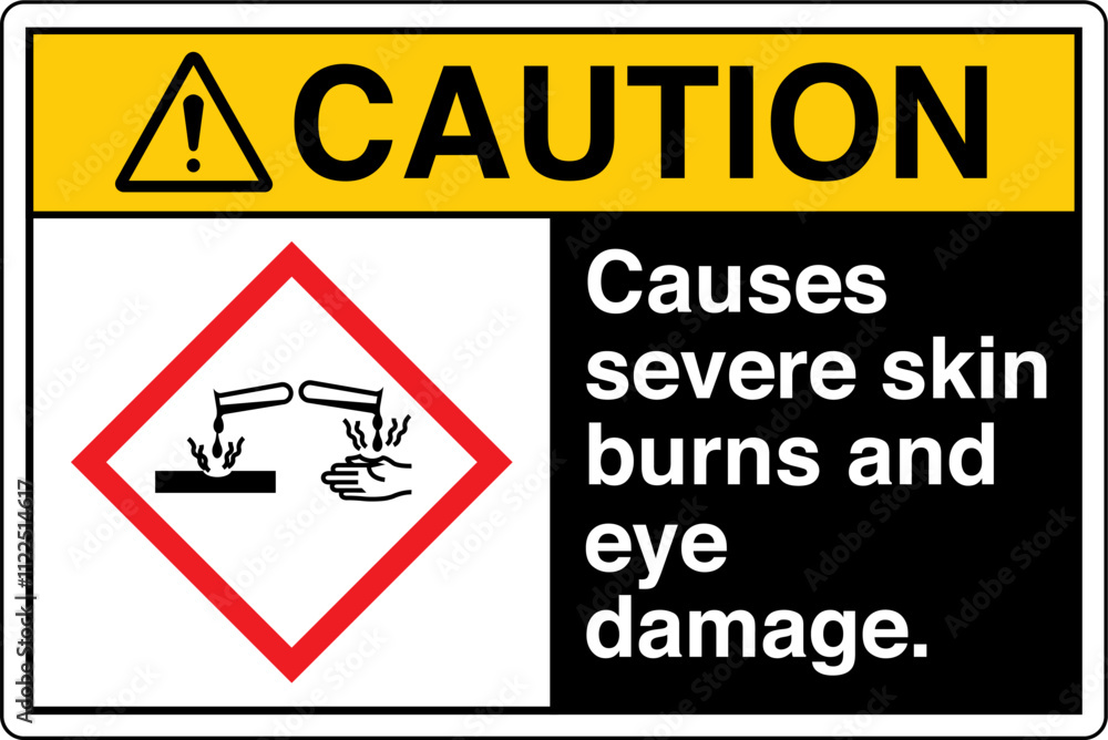 ISO 7010 Prohibition GHS Chemicals Label and Hazard Corrosive Causes ...