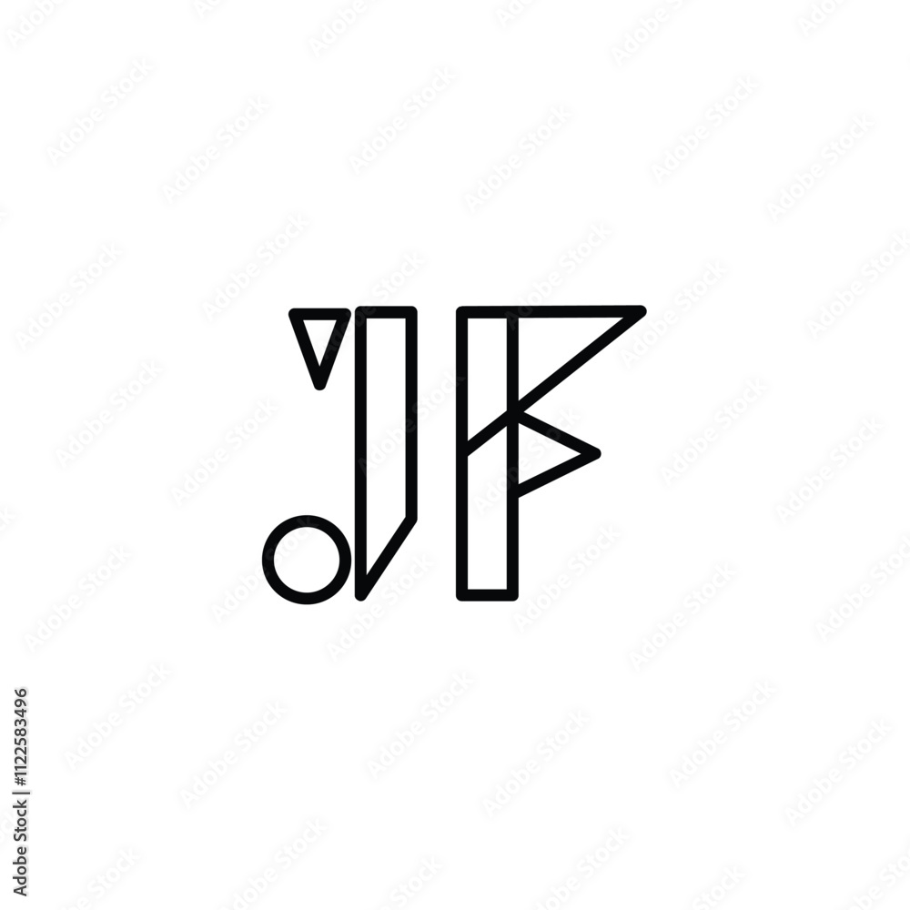 JF monogram logo design letter text name symbol monochrome logotype ...