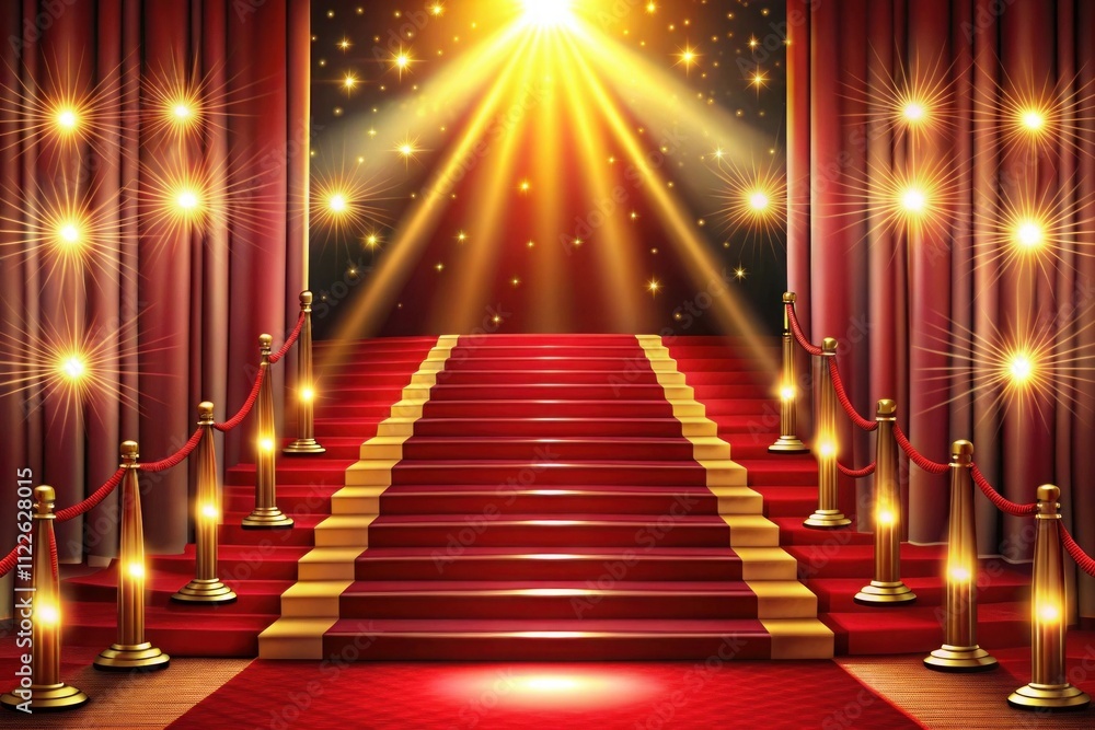 Red Carpet Bollywood Stage, Maroon Steps Spot Light Backdrop of the ...