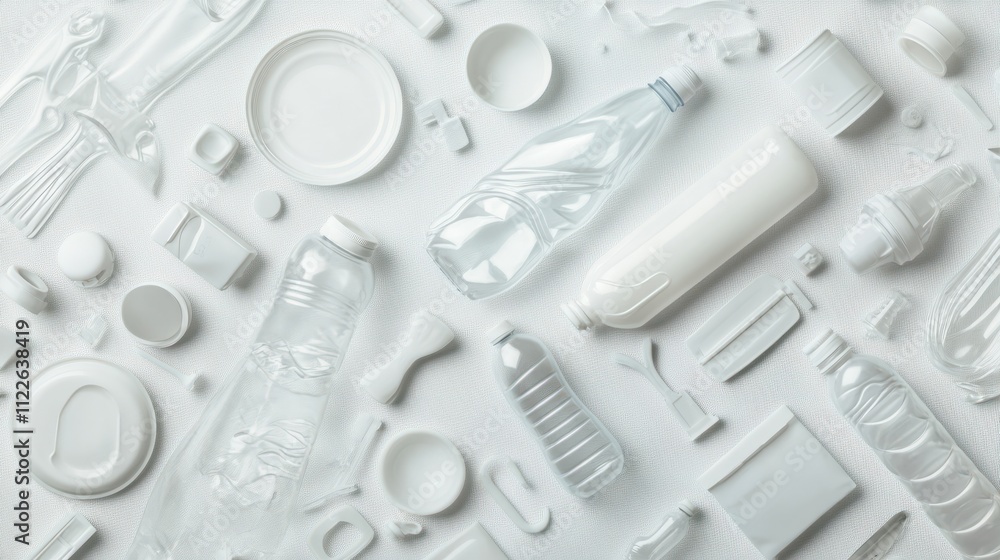 Seamless photo of plastic objects in order. Stock Photo | Adobe Stock