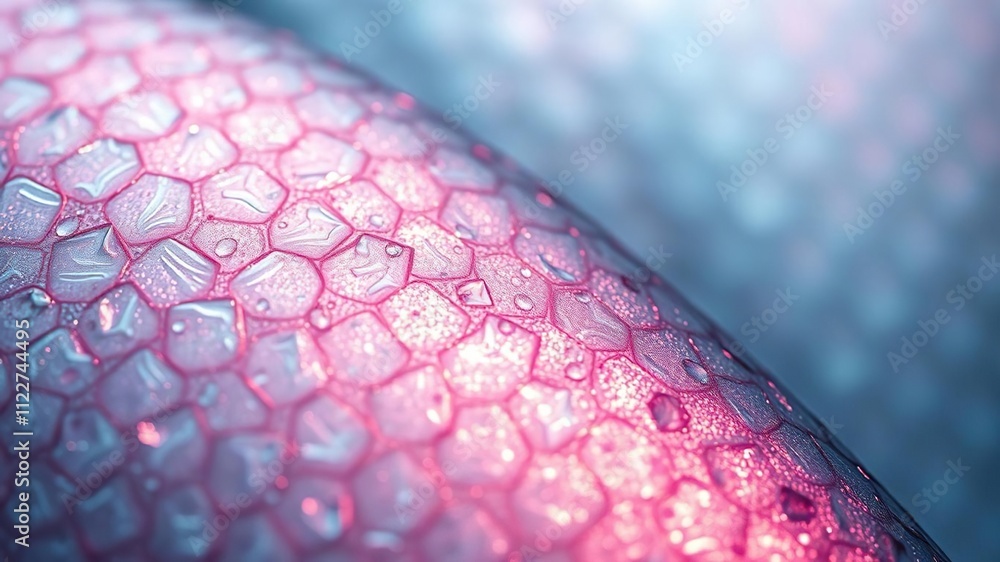 Softly lit fish scales shimmering in shades of silver and pink ...