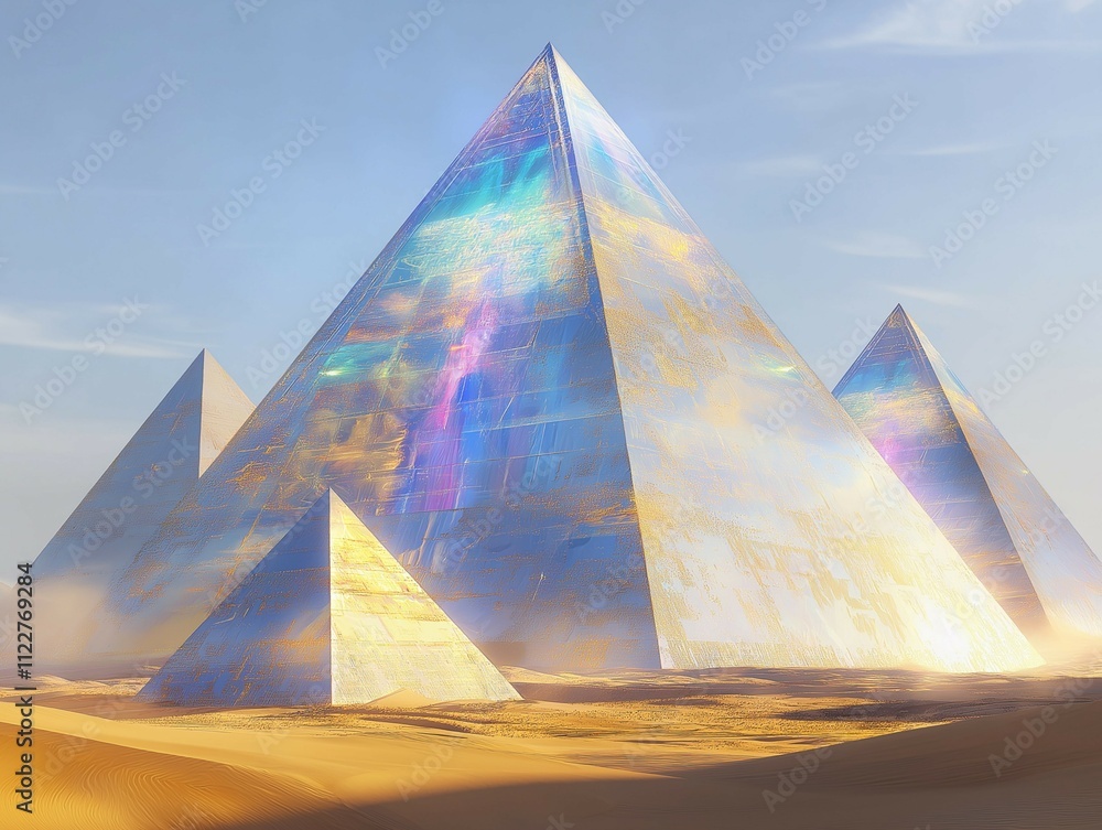 Egyptian pyramids reimagined as colossal glass structures Stock Photo ...