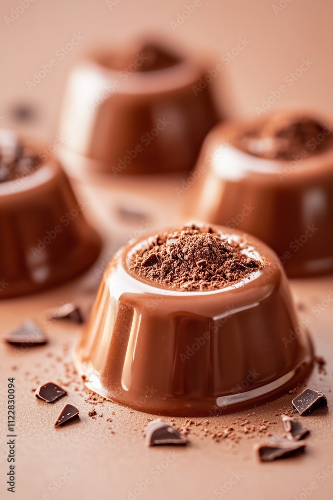 chocolate flavor jelly pudding in muted mocha brown color on a brown ...