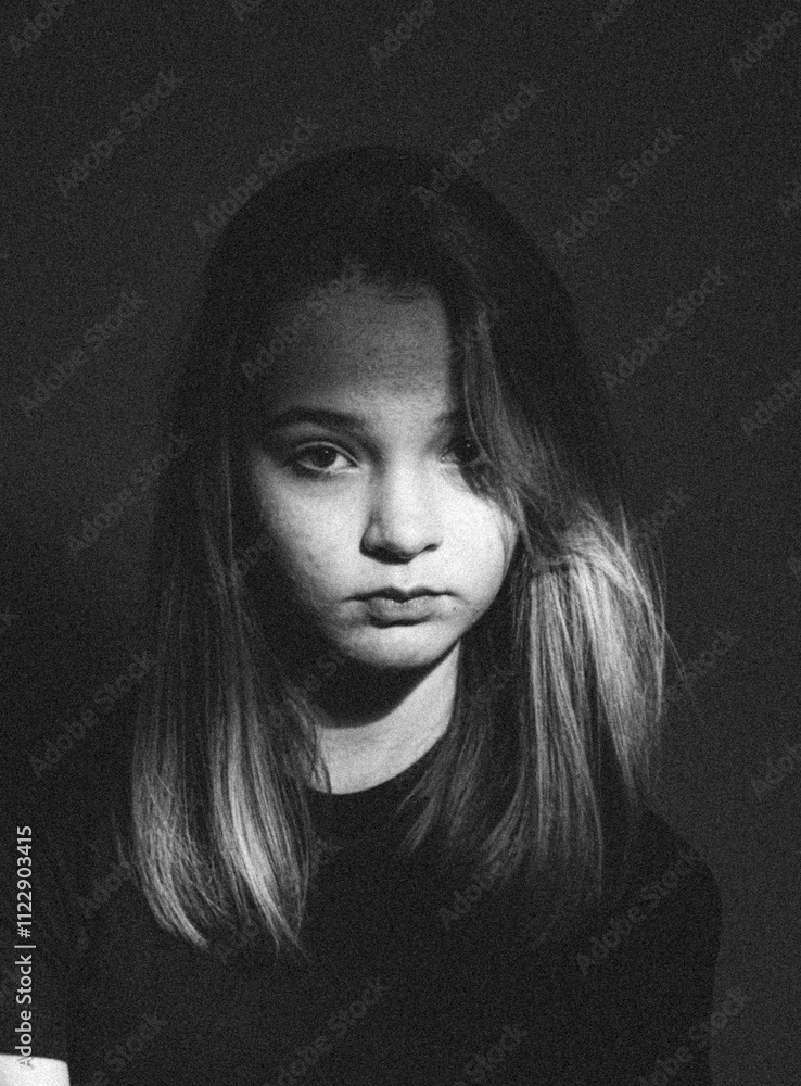 sad girl and dark background Stock Photo | Adobe Stock