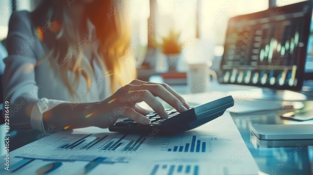 photograph of Business, finance and accounting concept. Businesswoman ...