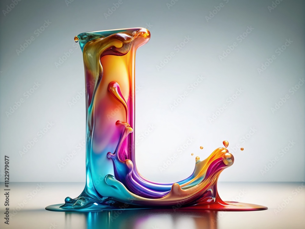 Liquid 3D Font L Alphabet Set Isolated on White Background for Creative ...