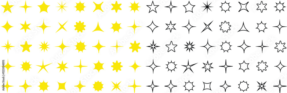 Star vector icon collection. Silhouette stars icon. Golden set of Stars, isolated stars in ...