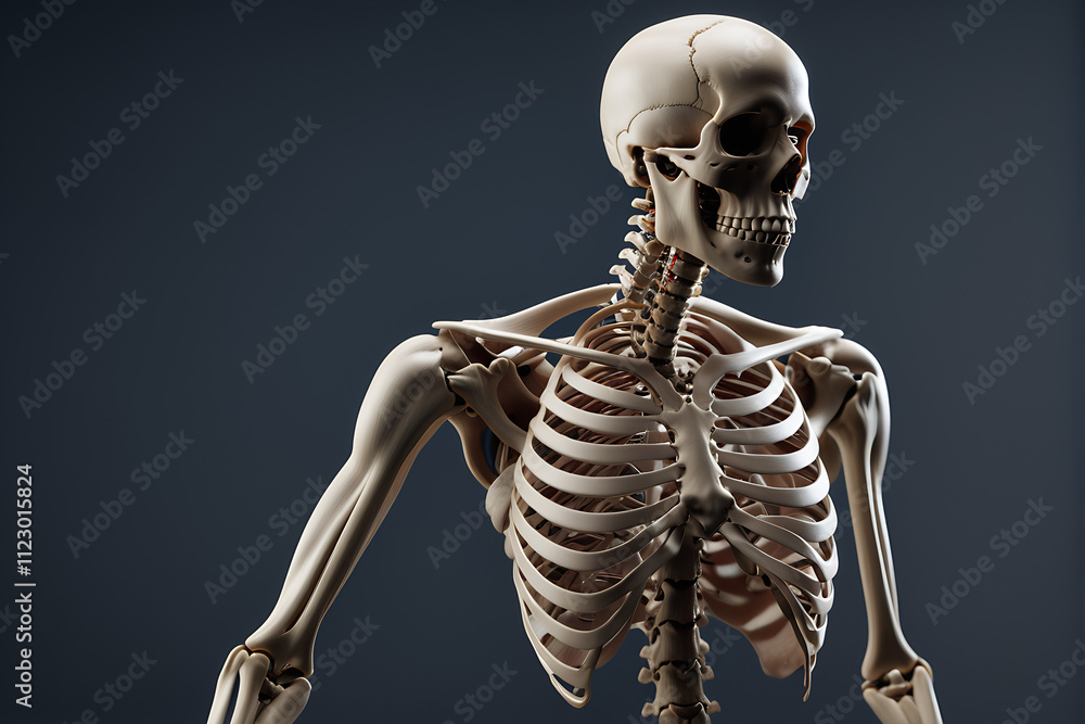 Human body with a highlighted neck skeleton, depicting pain in the neck ...