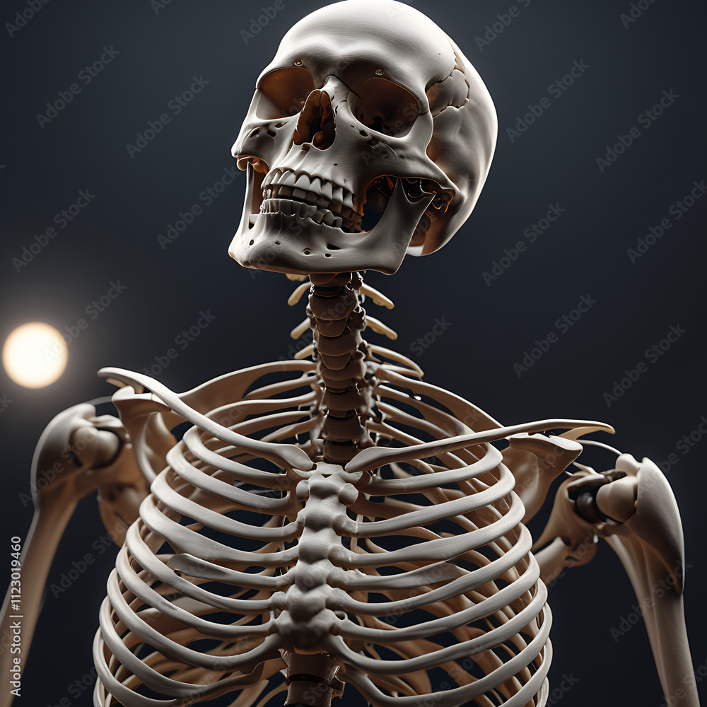 Human body with a highlighted neck skeleton, depicting pain in the neck ...