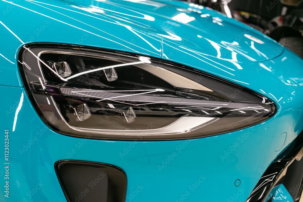 Xiaomi SU7 car from the China brand. Headlight of electric car xiaomi ...