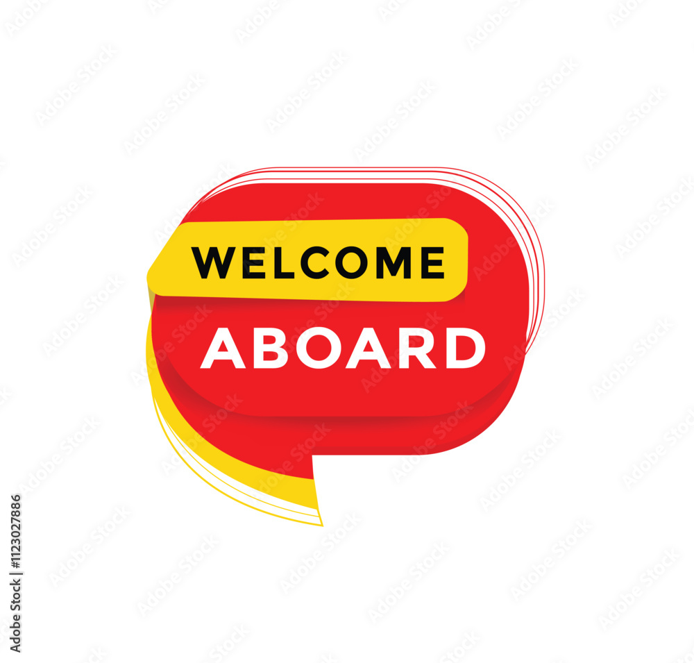 Welcome aboard banner for announcement, speech bubble. vector ...