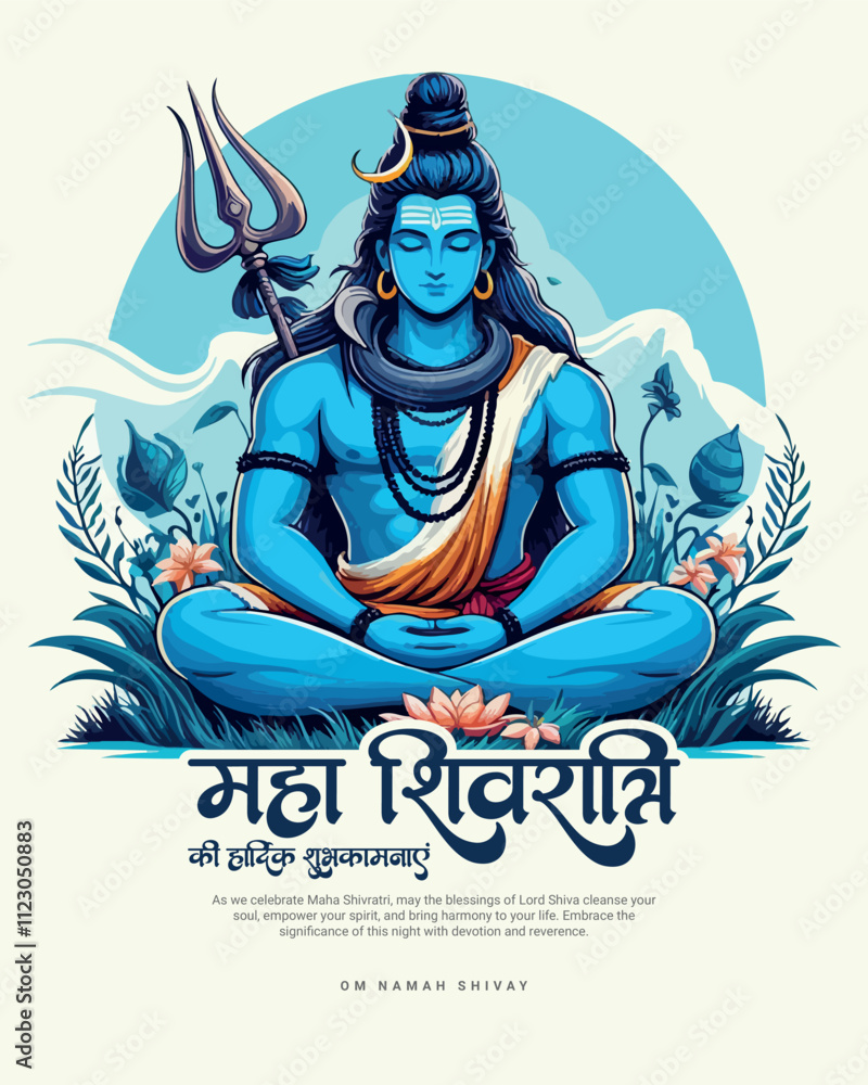 Happy Maha Shivratri Lord Shiva with Har Har Mahadeva Social Media Post ...