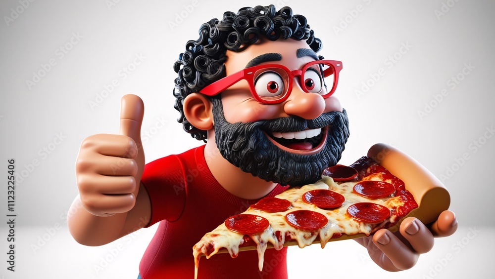 AI-Generated Happy Character Holding Pizza Backgrounds for Adobe ...