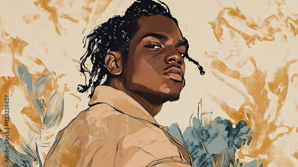 Inside the frame is the central element of the cover a portrait of the ...