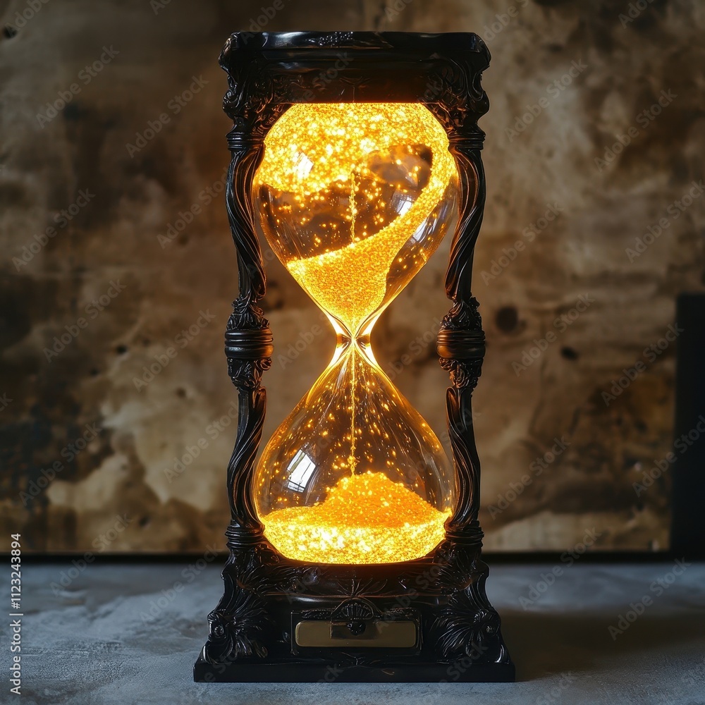 Glowing Hourglass Flowing Particles Mysterious Room Decorative Art ...