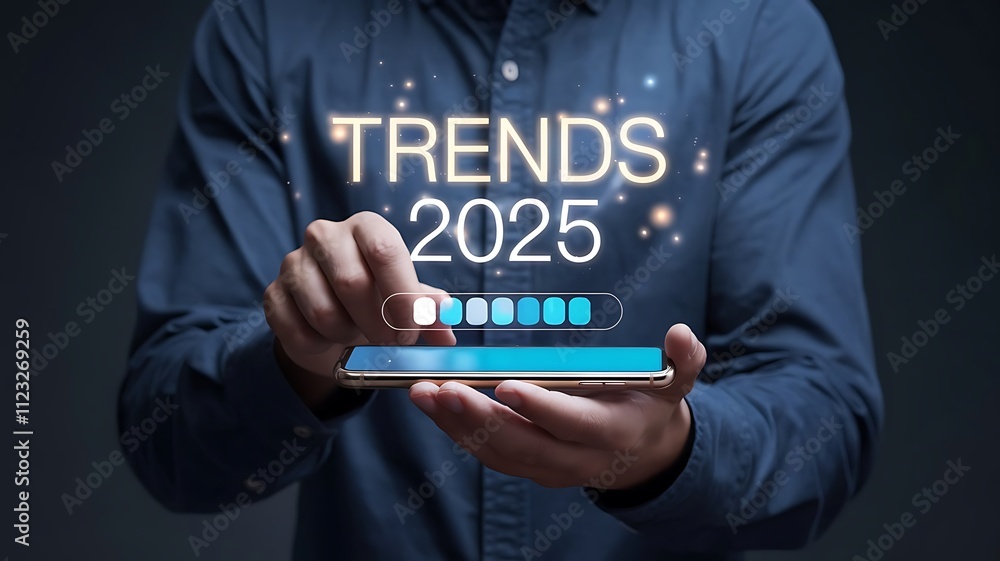 Business Growth and Success 2025 Progress Concept .A hand pointing ...