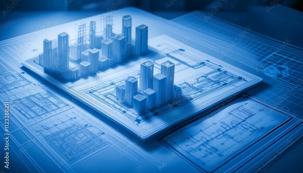 Blueprint and diagrams representing planning and strategy, ideal for ...