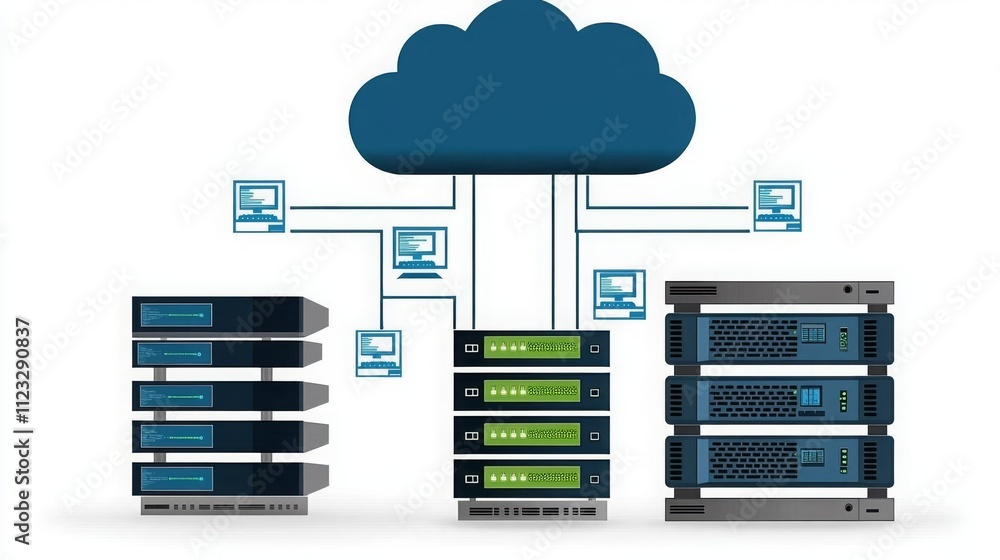 Ilustración de Stock Data Center Cloud Computing Edge Computing Network diagram showing edge ...
