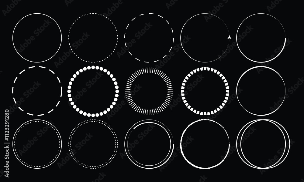 Clean and minimalist dashed circle vector set, ideal for design ...
