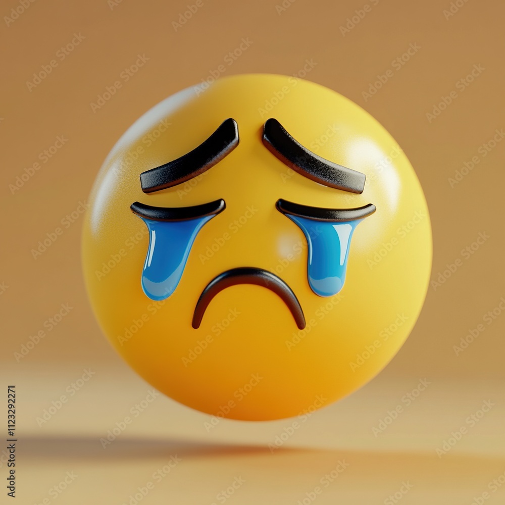 Crying emoji with blue tears Stock Photo | Adobe Stock