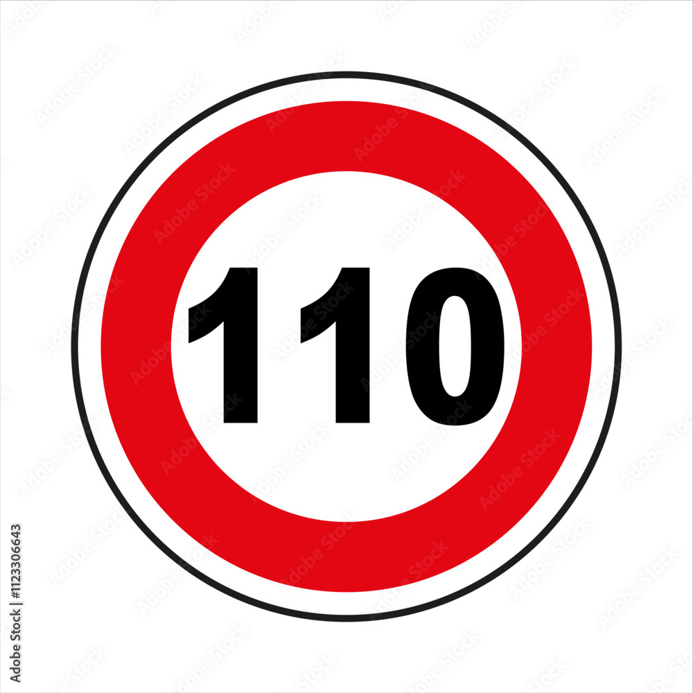 Round traffic sign showing speed limit of 110, important for road ...