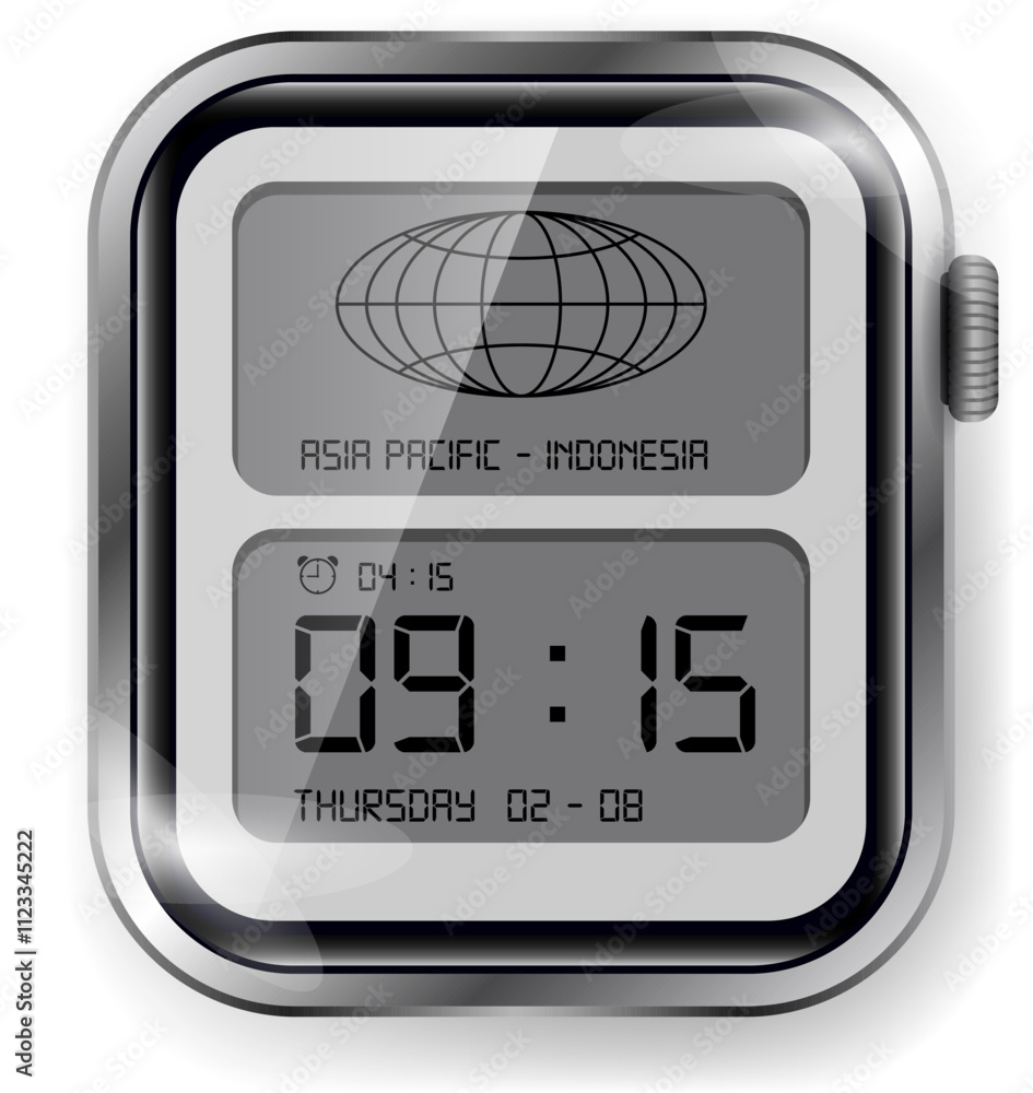Digital Smartwatch Face Interface with Classic Monochrome Display Stock ...