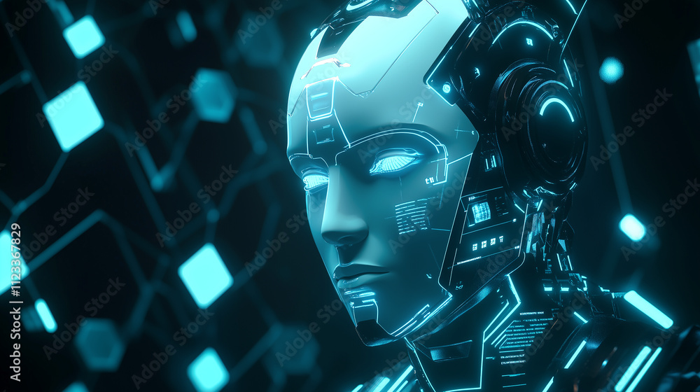 Humanoid robot Artificial intelligence Background Stock Illustration ...